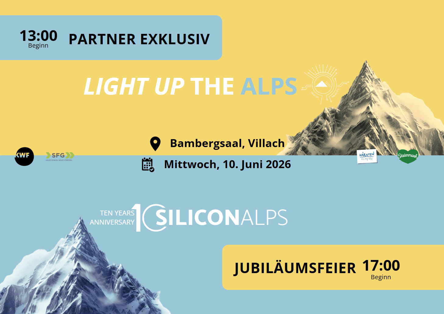 LIGHT UP THE ALPS 2026 & 10 Jahre SILICON ALPS - SFG